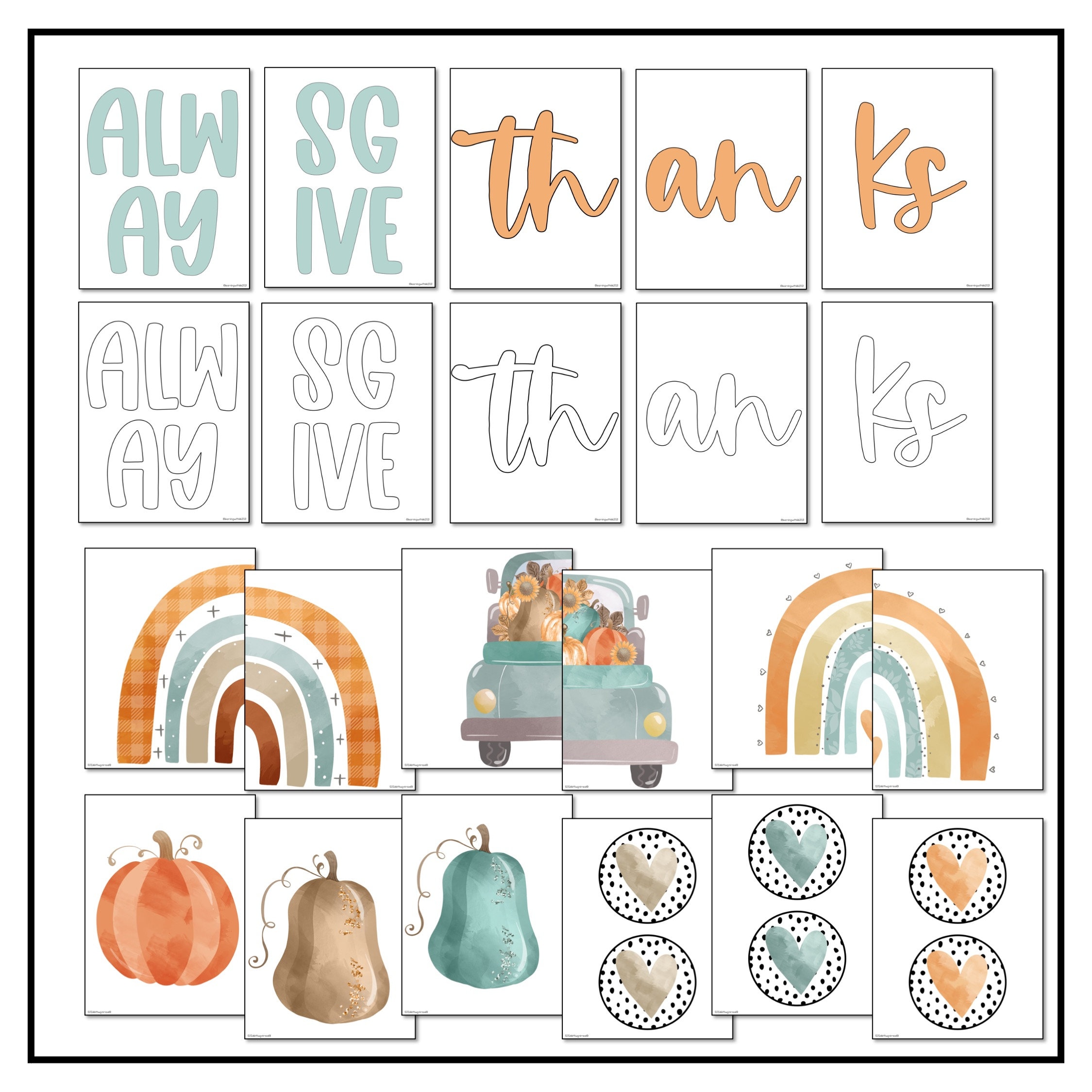 Thanksgiving Bulletin Board Boho Rainbow Classroom Decor - Etsy