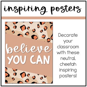 Modern Leopard Posters, Growth Mindset, Cheetah Classroom Decor ...