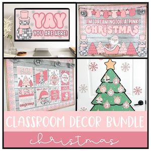 Pink Christmas Classroom Decor Bundle, Bulletin Board, Posters ...