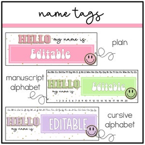 Retro Pastel Name Tags | Classroom Labels | Editable - Etsy