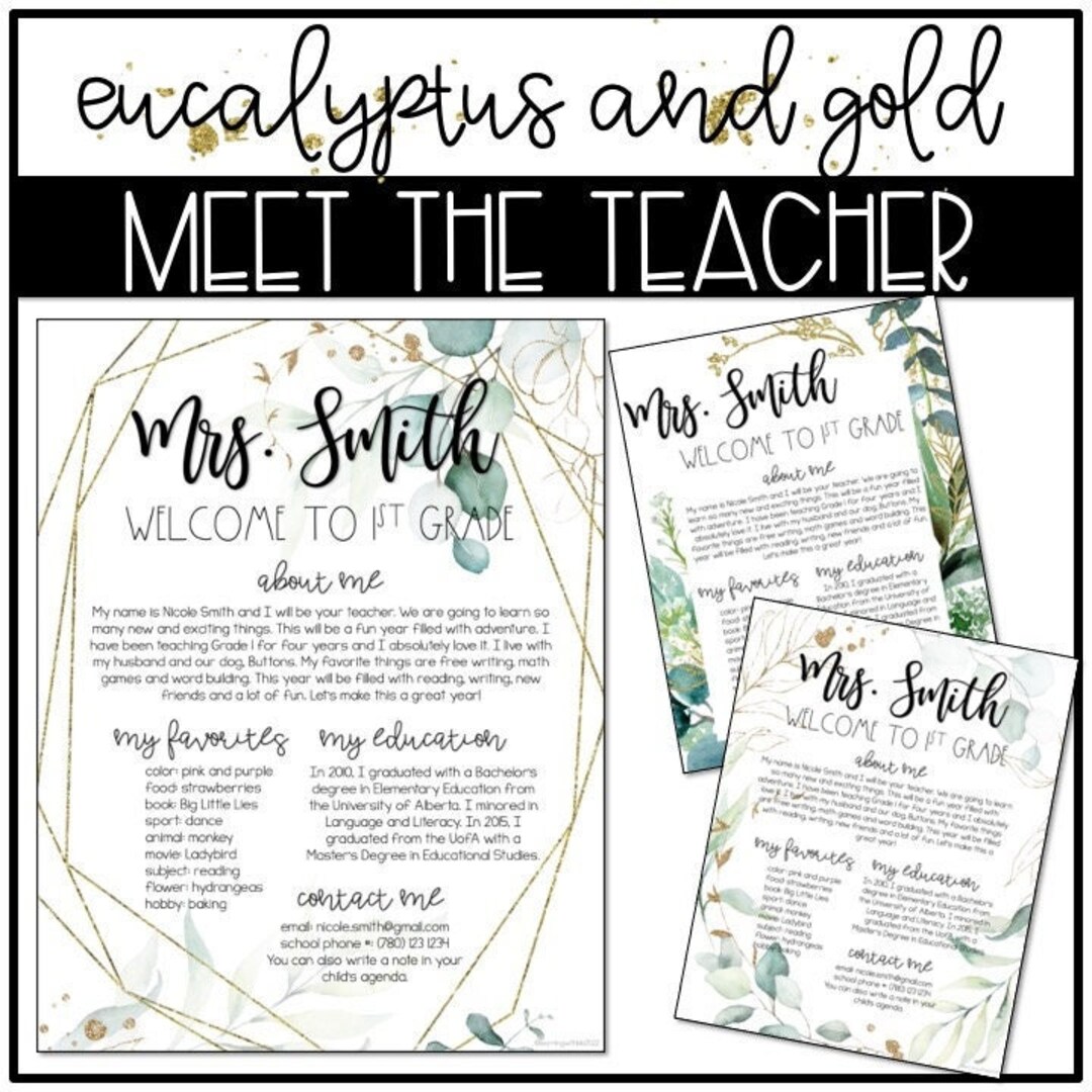 Eucalyptus and Gold Meet the Teacher Teacher Letter - Etsy