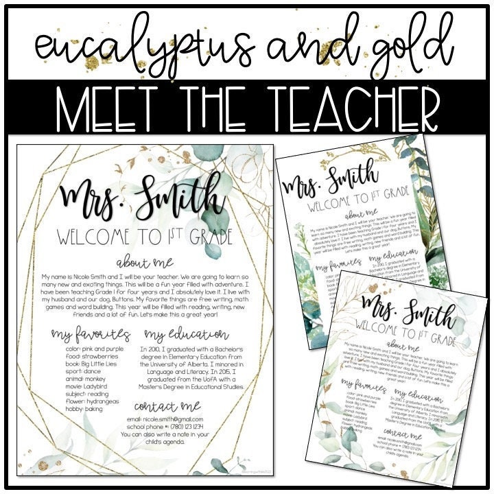 Eucalyptus and Gold Meet the Teacher Teacher Letter - Etsy Australia