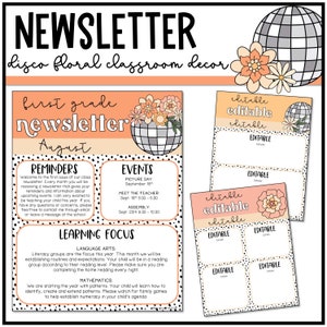 Disco Floral Classroom Newsletter, Template, Retro Classroom Decor - Etsy