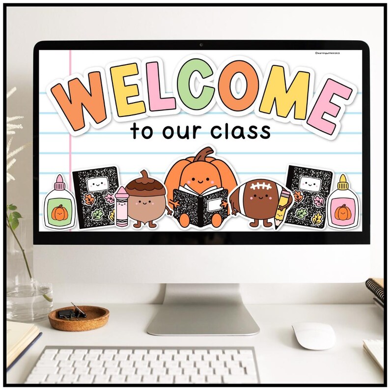 Fall Slides With Timers | Composition Notebook Decor | Powerpoint Canva ...