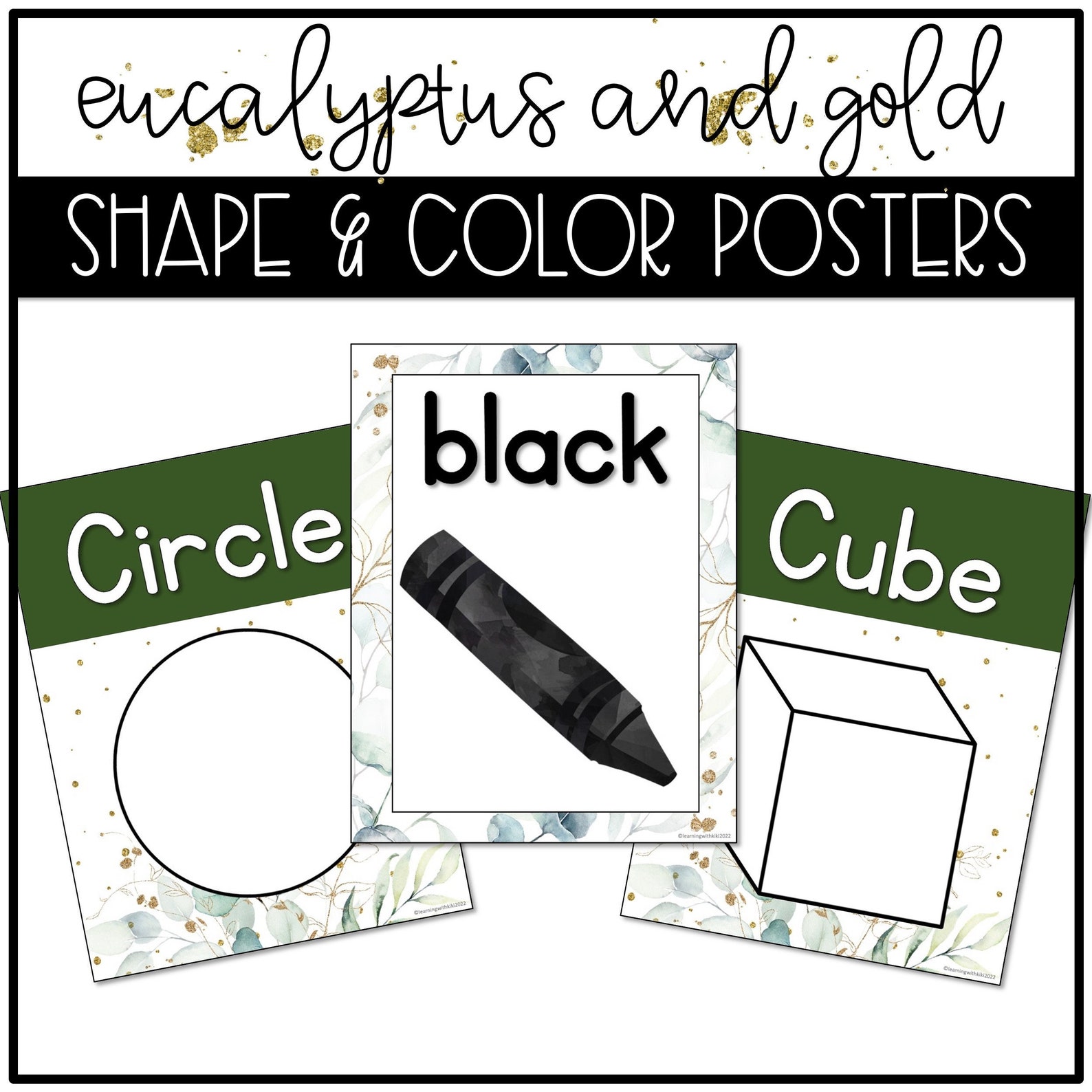Eucalyptus Classroom Decor Shape and Color Posters - Etsy