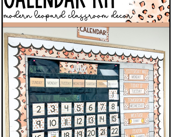 Animal Print Mini Calendar Set Classroom Calendar Pocket Calendar ...