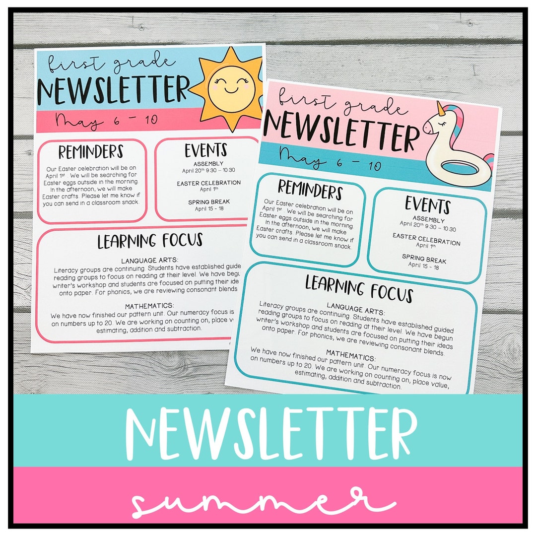 Summer Classroom Newsletter Template | May June - Etsy