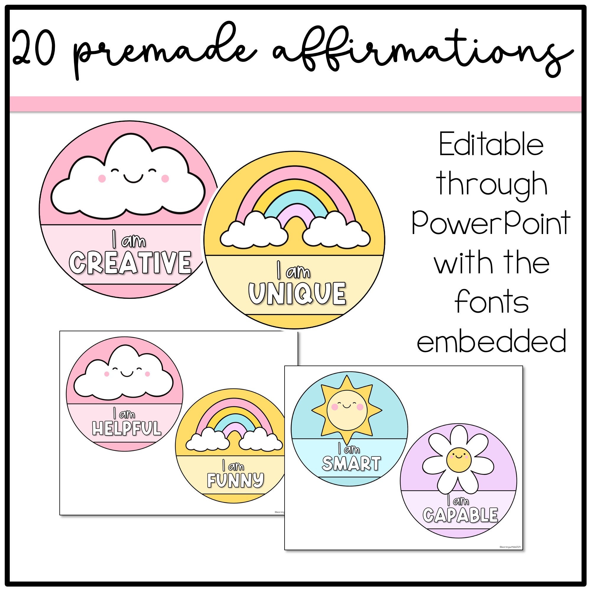 Pastel Affirmation Station | Classroom Decor | Mirror | Cloud - Etsy