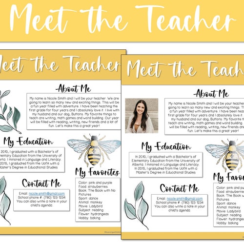 Bee Classroom Decor Meet the Teacher Teacher Letter - Etsy