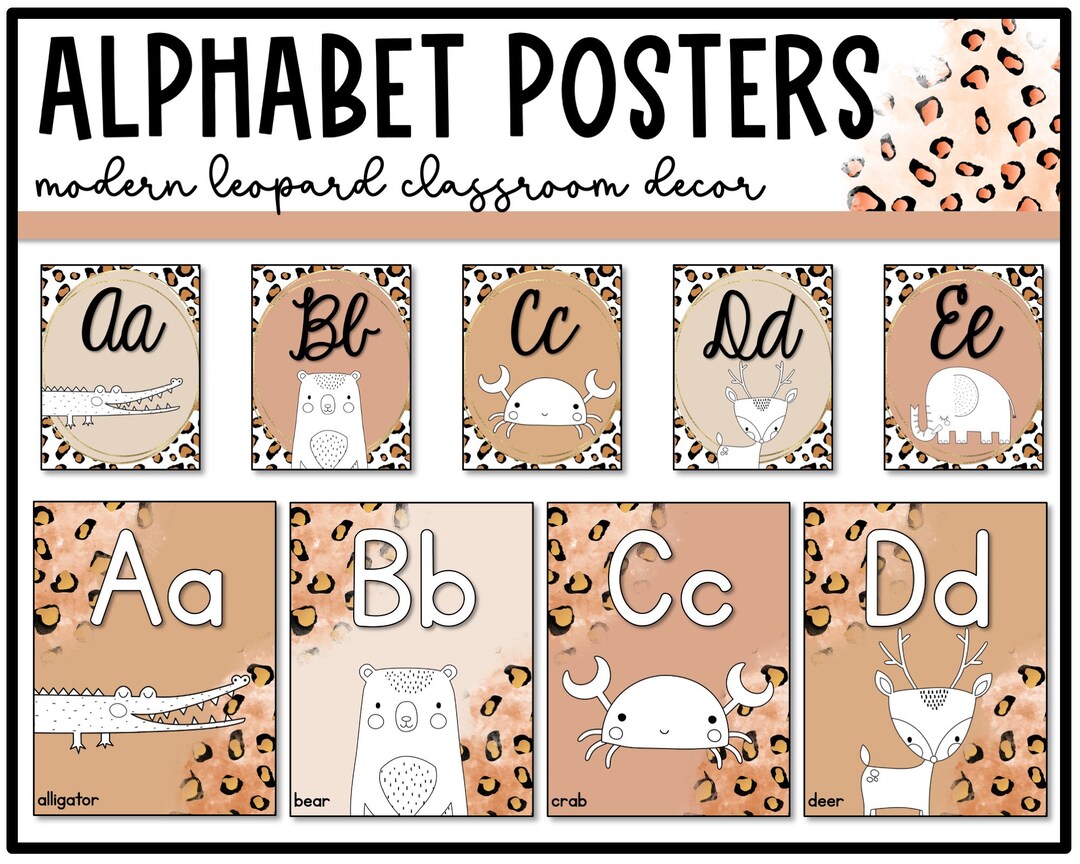 Modern Leopard Alphabet Posters Cheetah Classroom Decor - Etsy