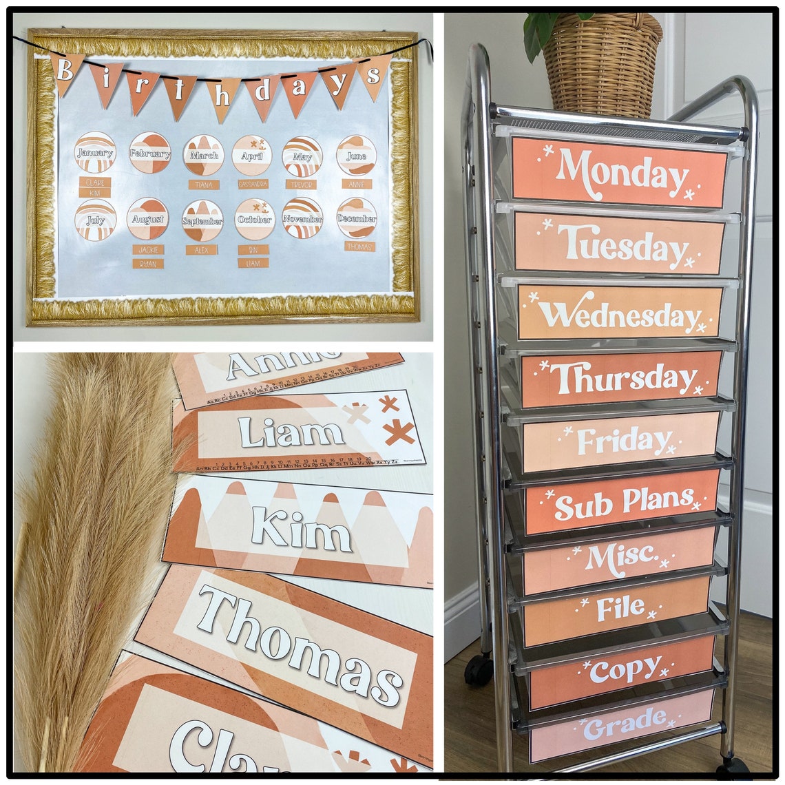 BOHO NEUTRALS Classroom Decor Bundle Editable Boho Rainbow - Etsy