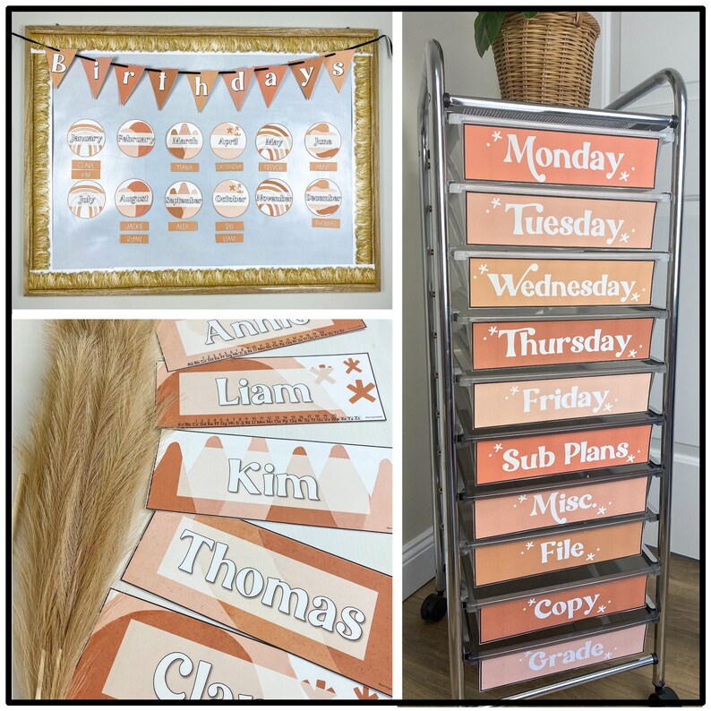 BOHO NEUTRALS Classroom Decor Bundle Editable Boho Rainbow - Etsy