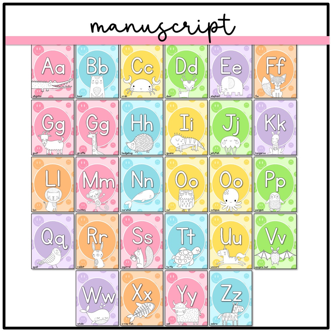 Retro Pastel Alphabet Posters Classroom Decor - Etsy