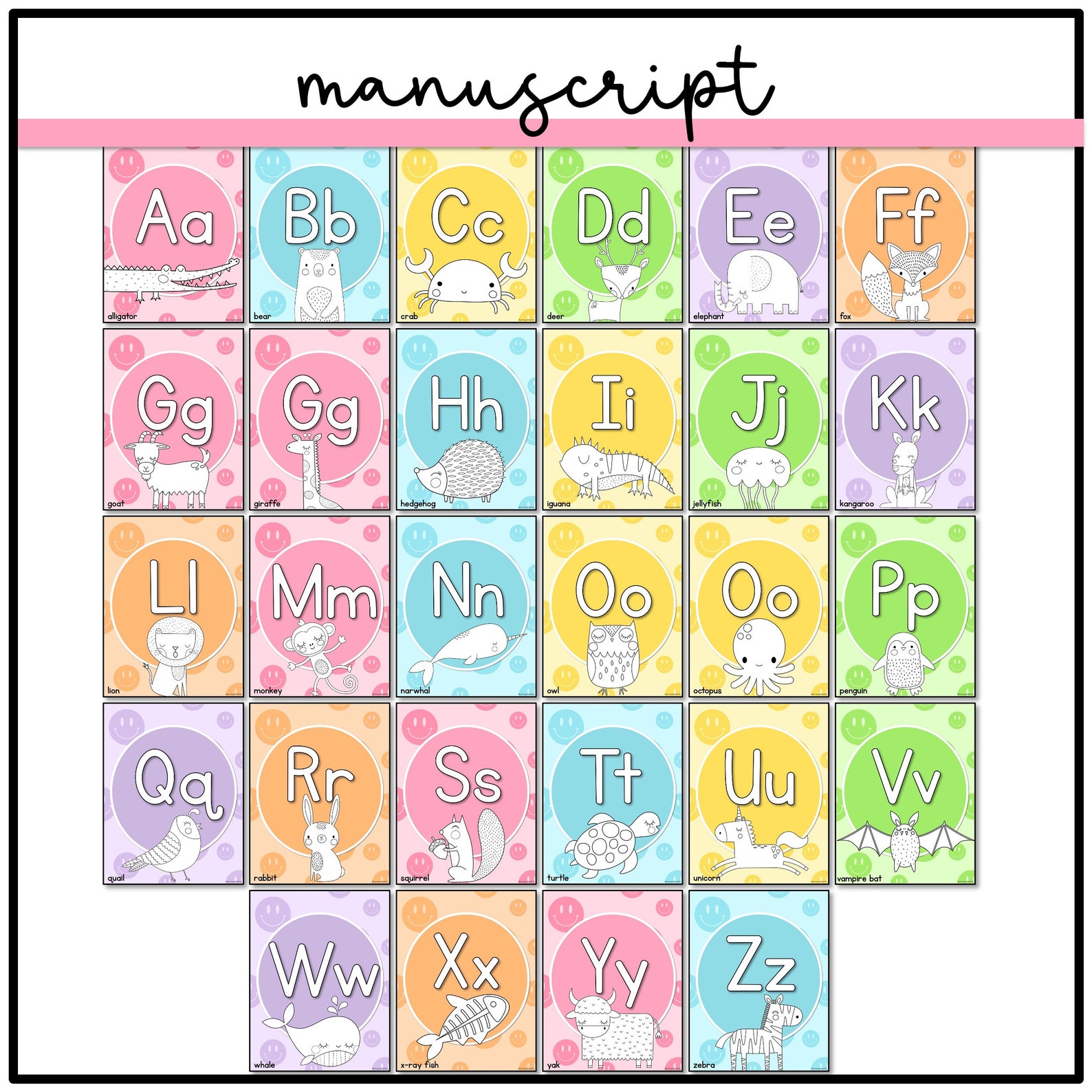 Retro Pastel Alphabet Posters Classroom Decor - Etsy