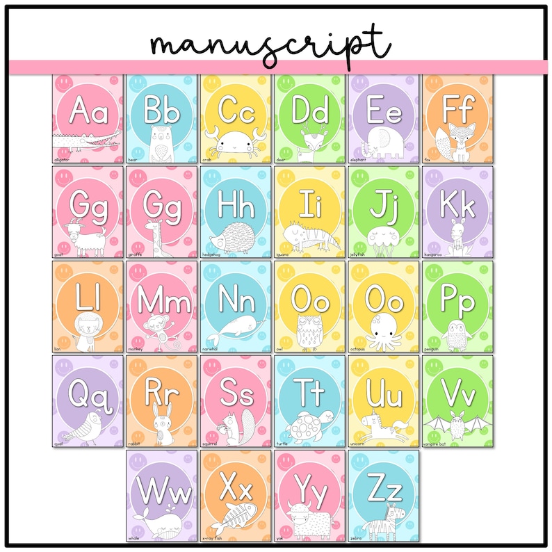 Retro Pastel Alphabet Posters Classroom Decor - Etsy