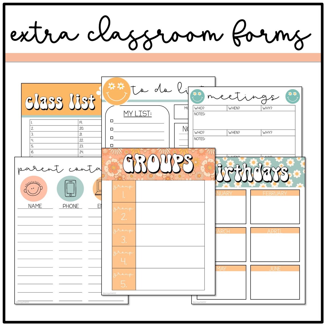 Boho Retro Binder Covers Editable Daisy Classroom Decor - Etsy