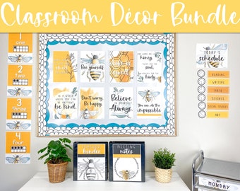 MEGA BOHO Bee Classroom Decor Bundle Editable Bee Decor - Etsy