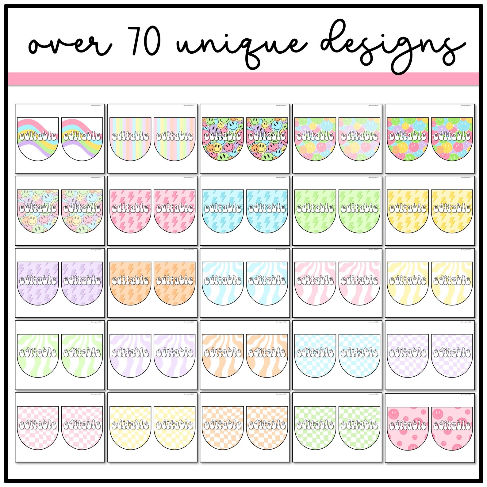 Retro Pastel Banner Bunting Bulletin Board Smile - Etsy