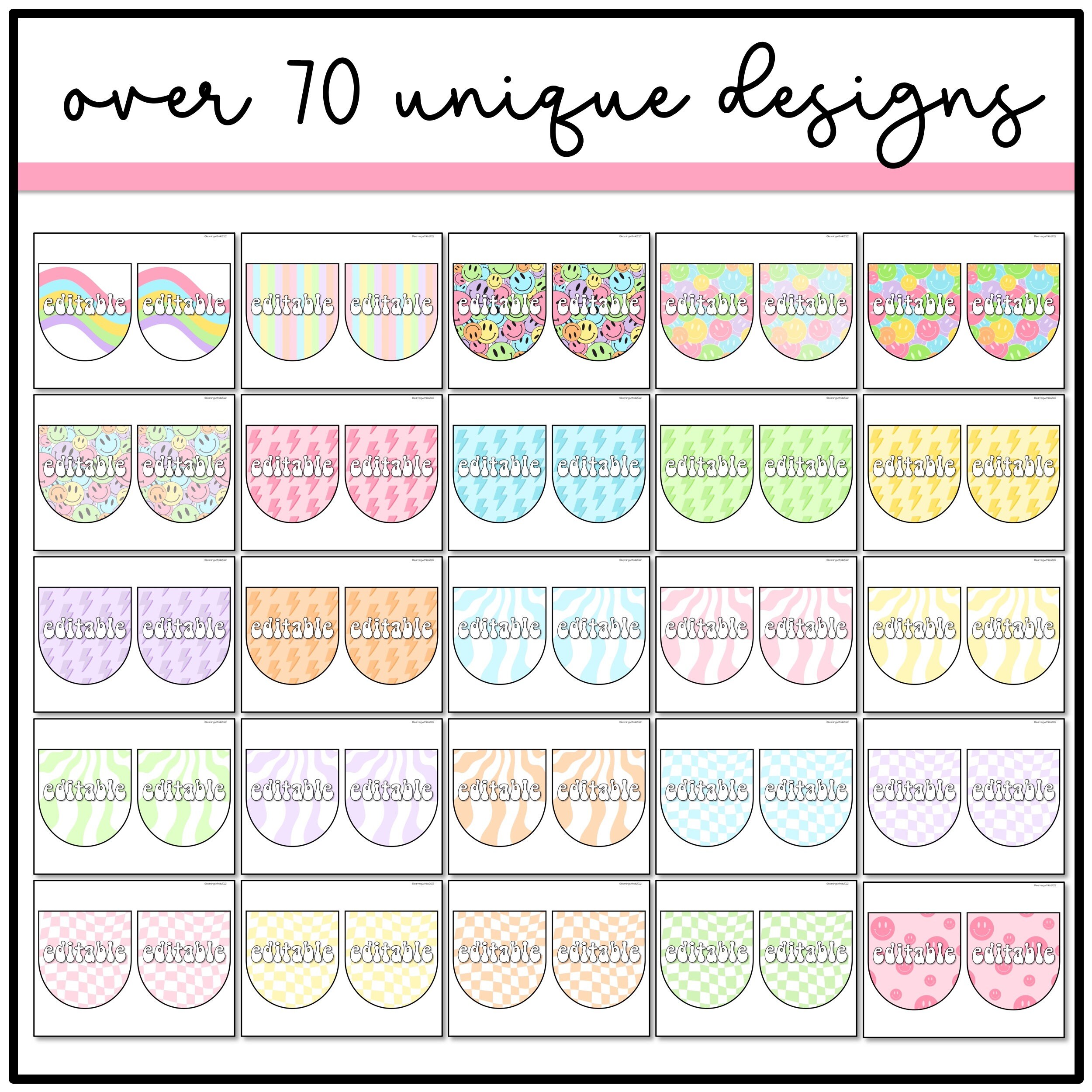 Retro Pastel Banner Bunting Bulletin Board Smile - Etsy