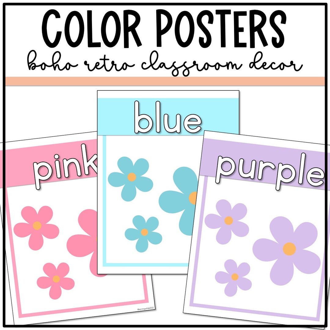 Boho Retro Color Posters | Daisy | Classroom - Etsy