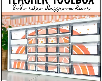 Retro Daisy Teacher Toolbox Labels - Etsy