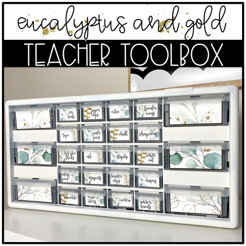 Eucalyptus and Gold Teacher Toolbox Labels Botanical - Etsy