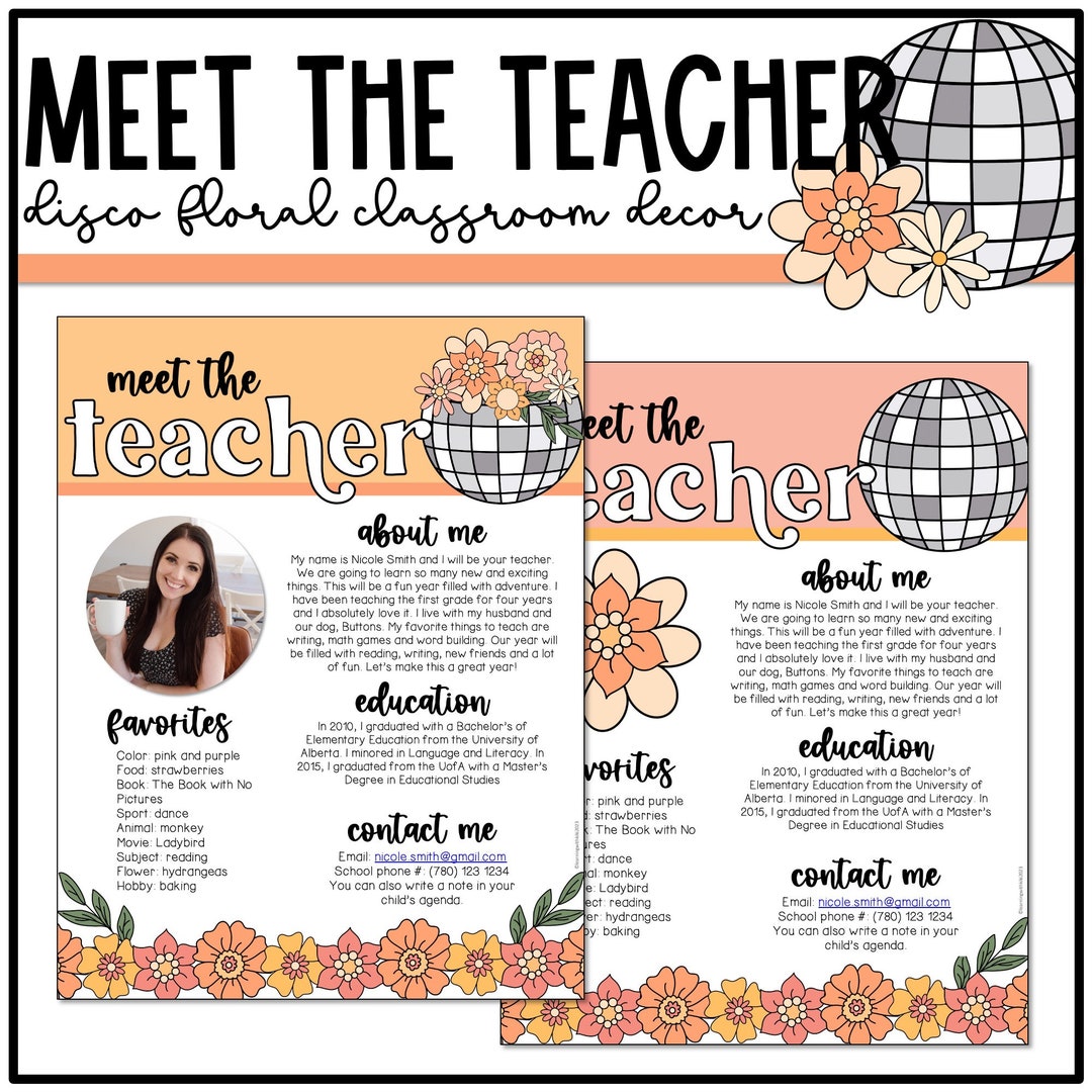 Disco Floral Meet the Teacher | Teacher Introduction Letter | Retro - Etsy