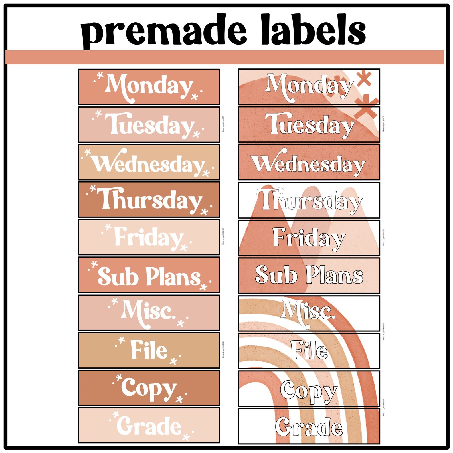 Boho Neutrals 10 Drawer Rolling Cart Labels Teacher Cart | Etsy