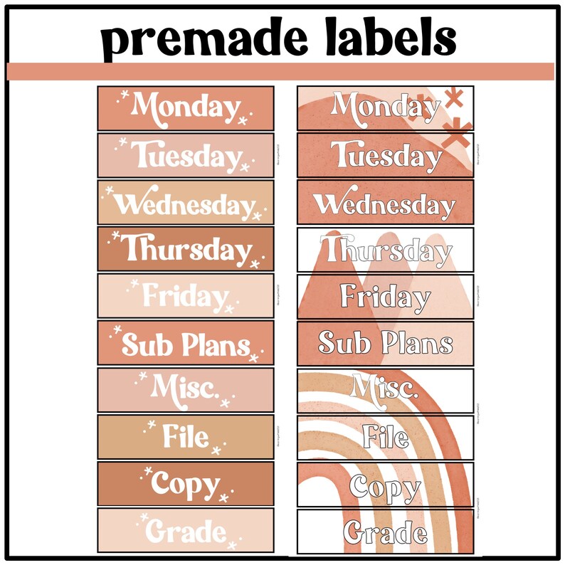 Boho Neutrals 10 Drawer Rolling Cart Labels Teacher Cart | Etsy