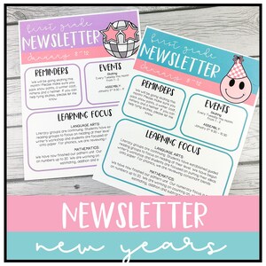 New Years Classroom Newsletter Template, Disco - Etsy