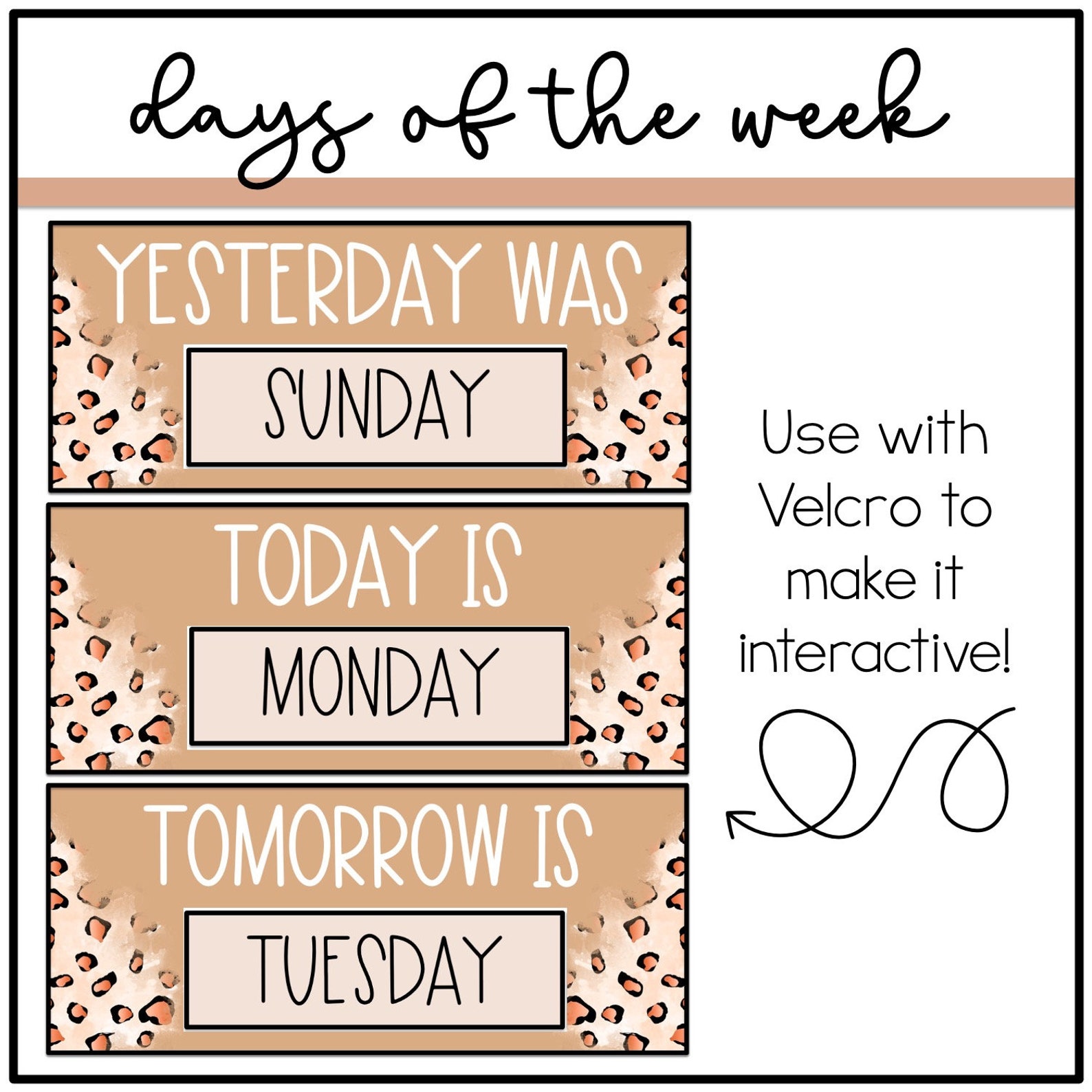 Modern Leopard Calendar, Pocket Chart, Cheetah Classroom Decor ...