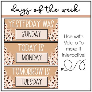 Modern Leopard Calendar, Pocket Chart, Cheetah Classroom Decor ...