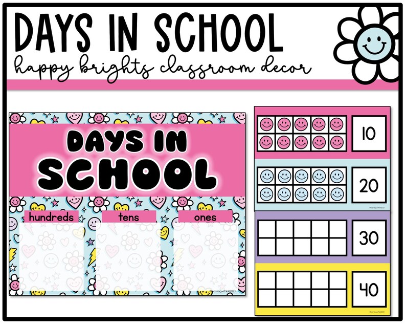 Days in School Chart Retro Classroom Decor Tally Chart - Etsy