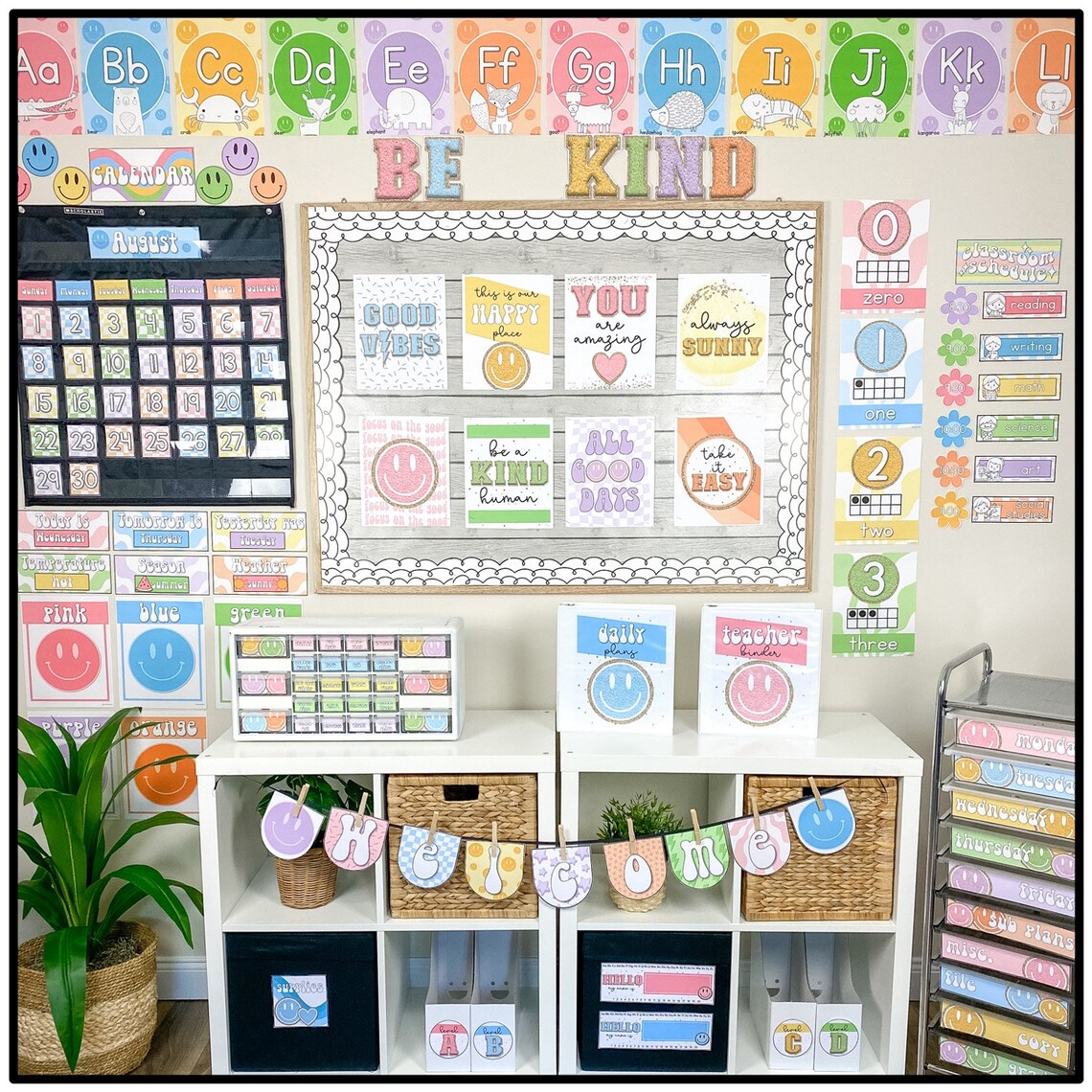 Retro Pastel Classroom Decor Bundle Editable - Etsy