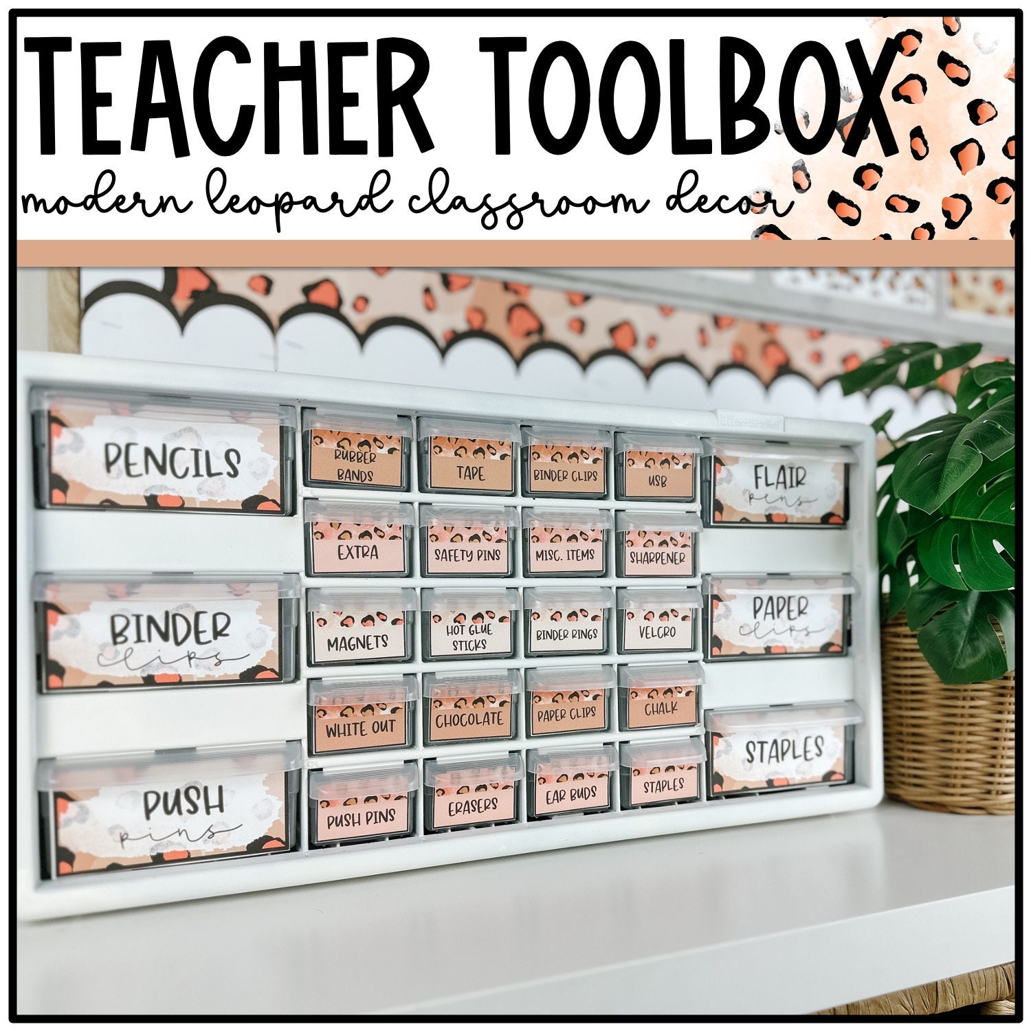 Modern Leopard Teacher Toolbox Labels, Cheetah Classroom Decor ...