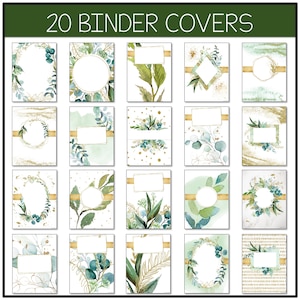 Eucalyptus and Gold Binder Covers | Editable | Botanical Classroom ...