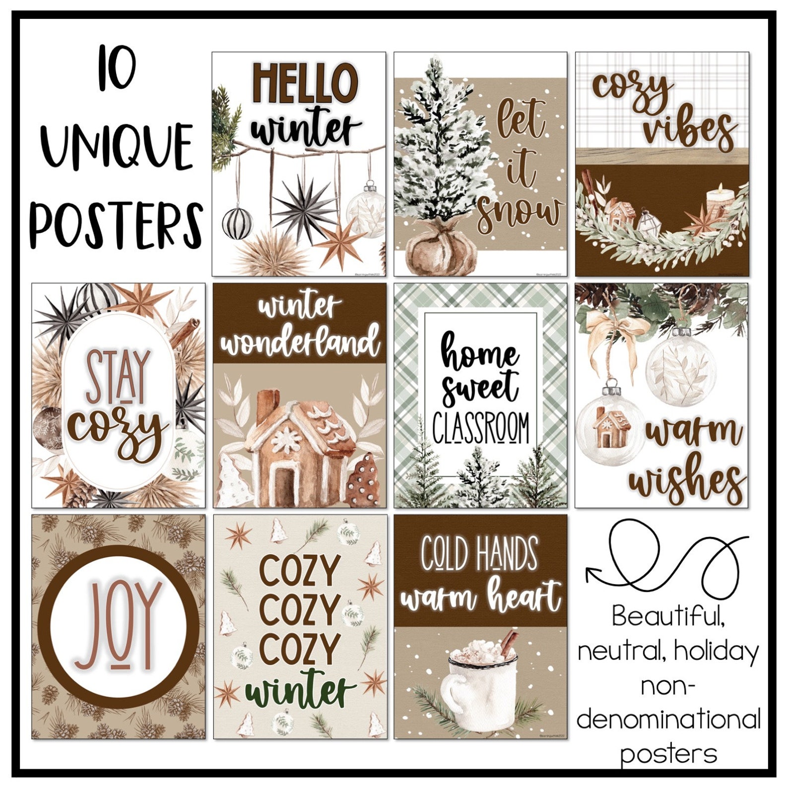 Christmas Classroom Posters | Classroom Decor | Neutral - Etsy