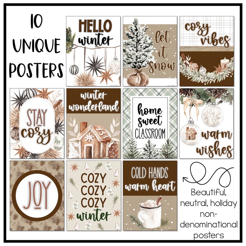 Christmas Classroom Posters Classroom Decor Neutral - Etsy