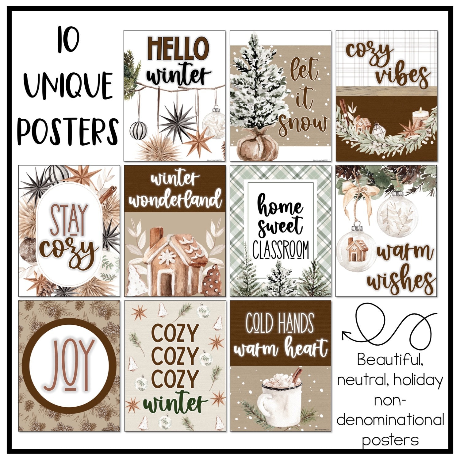 Christmas Classroom Posters | Classroom Decor | Neutral - Etsy