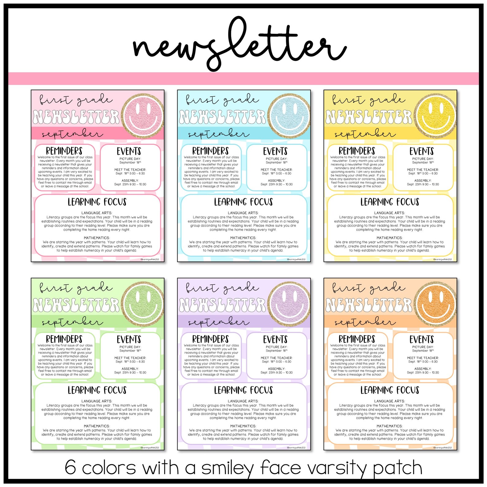 Retro Pastel Classroom Newsletter Happy - Etsy