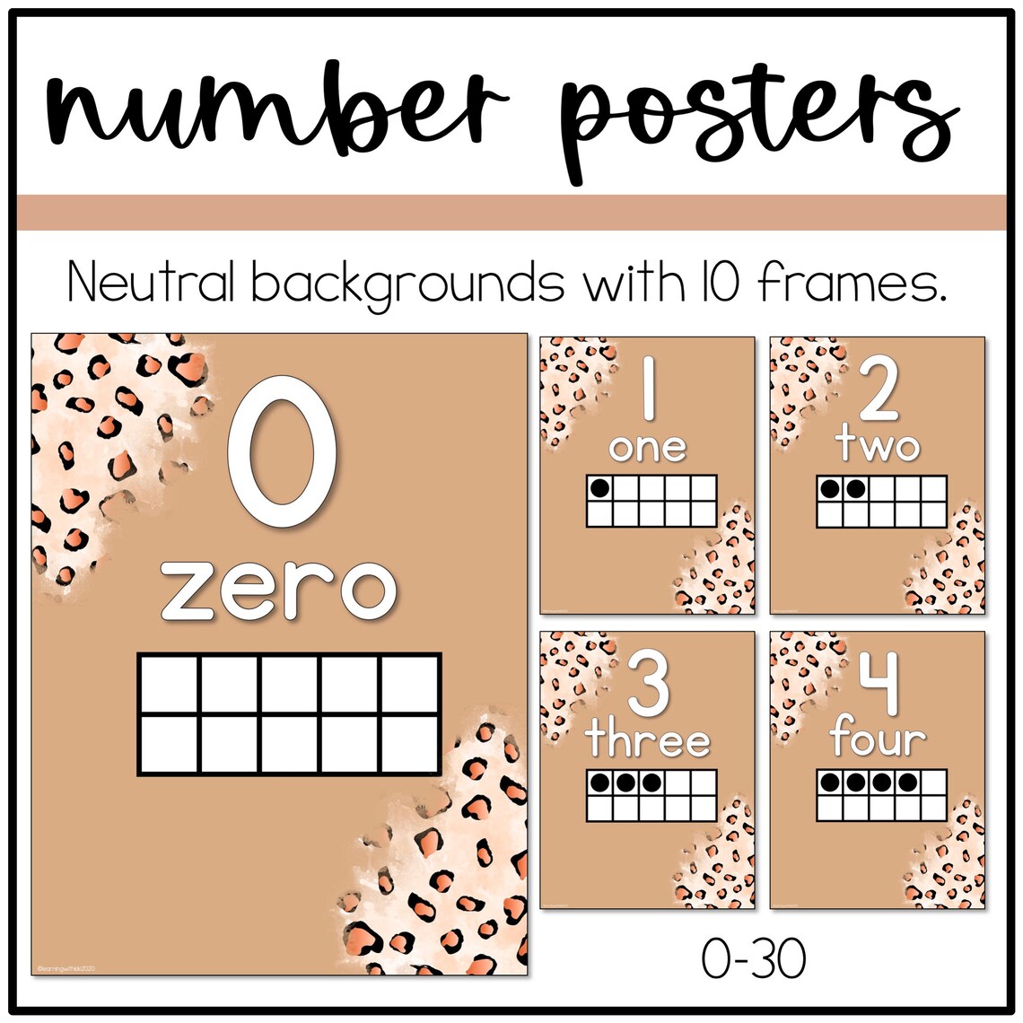 MODERN LEOPARD Number Posters Number Line Cheetah | Etsy