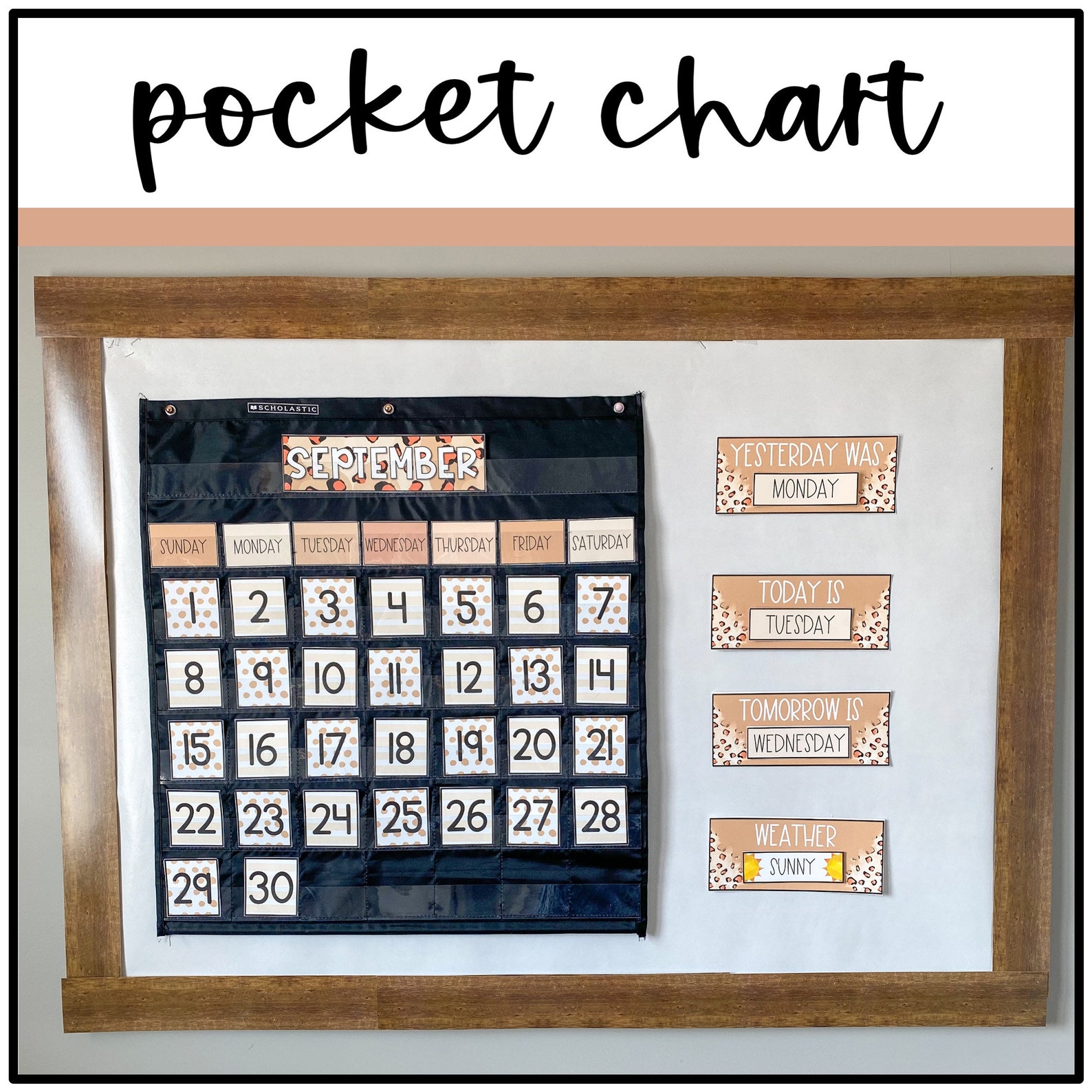 MODERN LEOPARD Calendar Pocket Chart Cheetah Classroom - Etsy