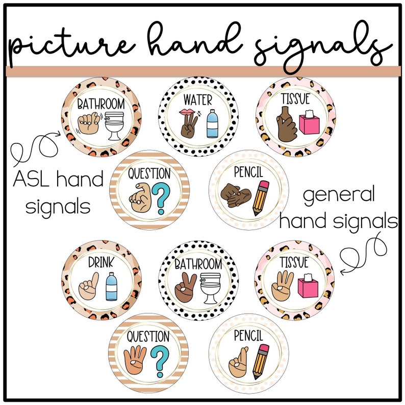 Modern Leopard Classroom Hand Signals, Display, Cheetah Classroom Devor ...