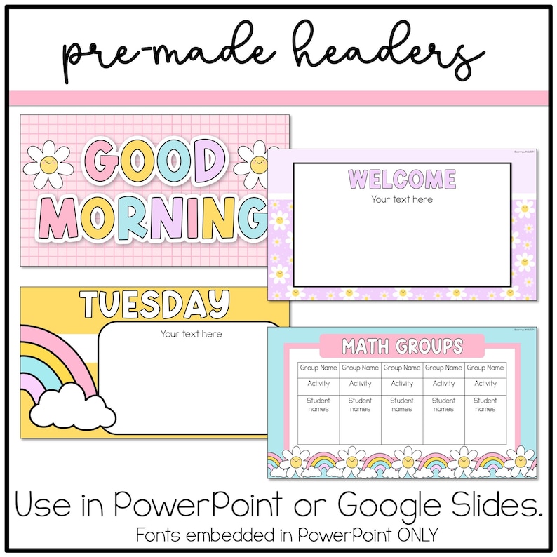 Pastel Powerpoint and Google Slides™ Templates for Teachers With Timers ...