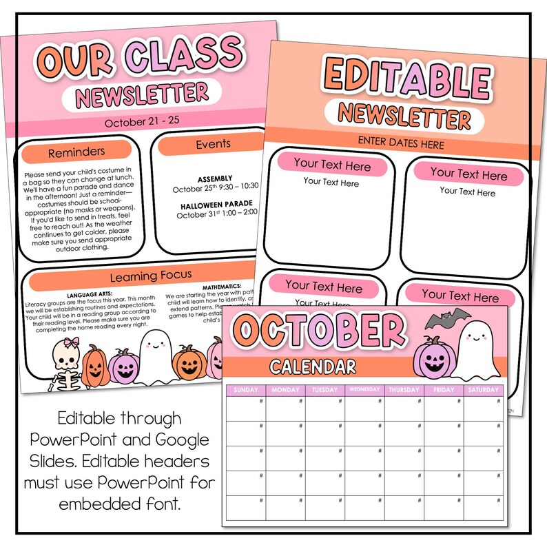 Halloween Classroom Newsletter Template | Pastel | Editable | October ...