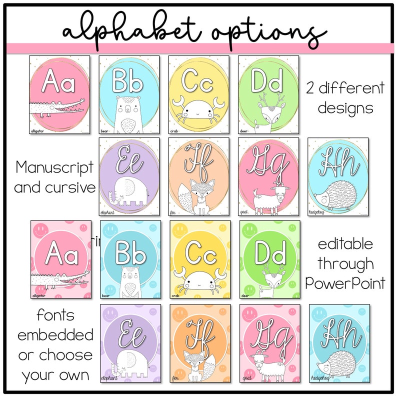 Retro Pastel Alphabet Posters Classroom Decor - Etsy