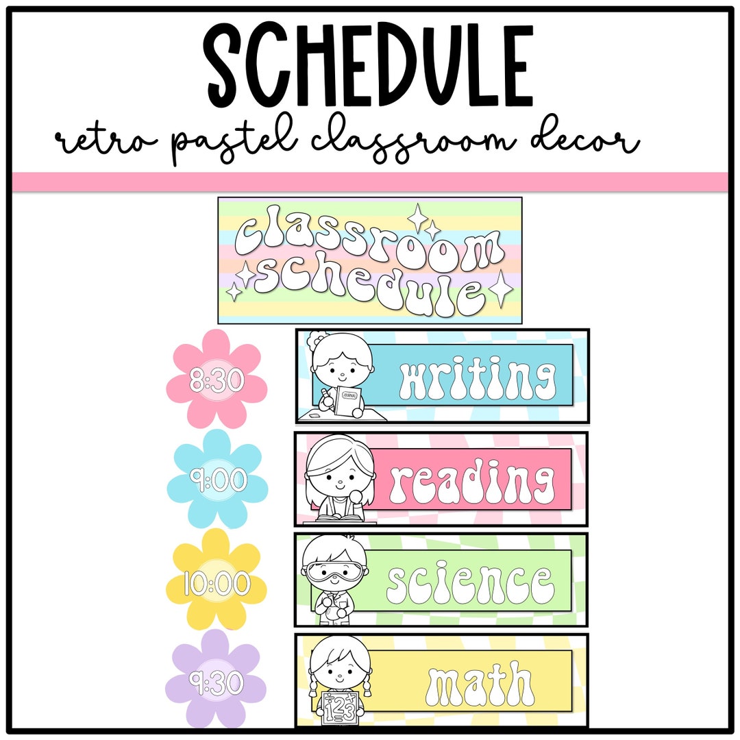 Retro Pastel Classroom Decor | Classroom Schedule - Etsy