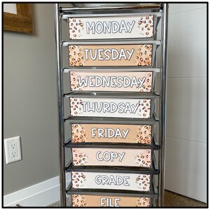 Modern Leopard 10 Drawer Rolling Cart Labels, Teacher Cart, Cheetah ...
