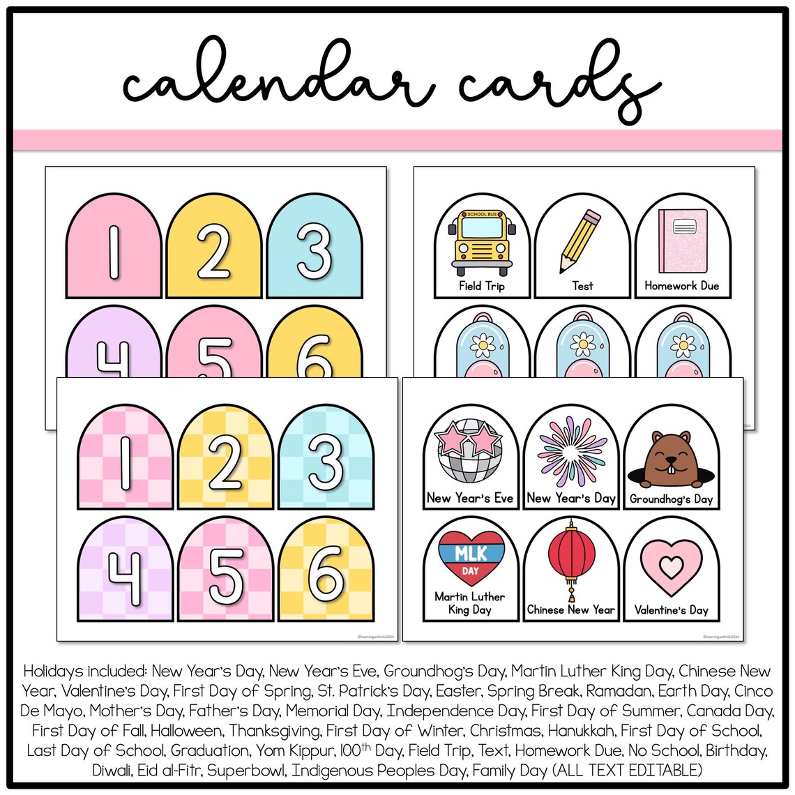 Classroom Calendar Display | Pocket Chart | Pastel Dreams | Editable ...
