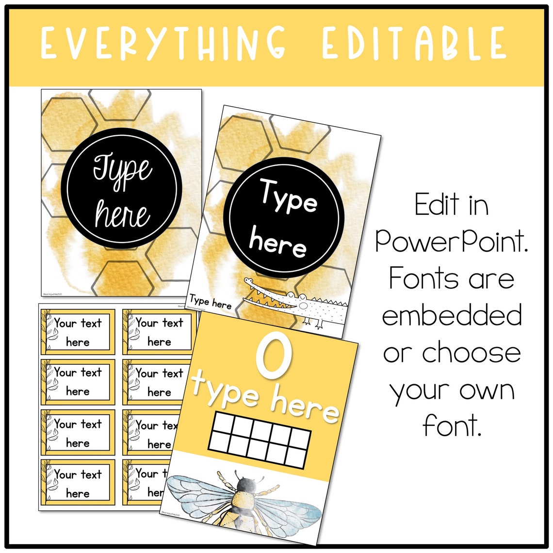 Bee Classroom Decor Alphabet Posters Number Posters Word - Etsy